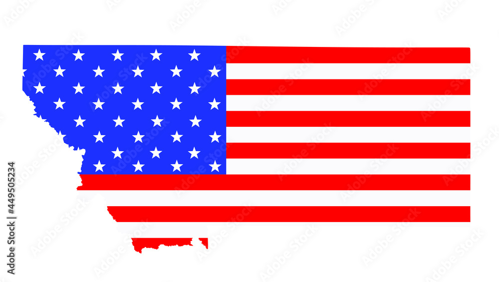 Montana state map vector silhouette illustration. United States of ...