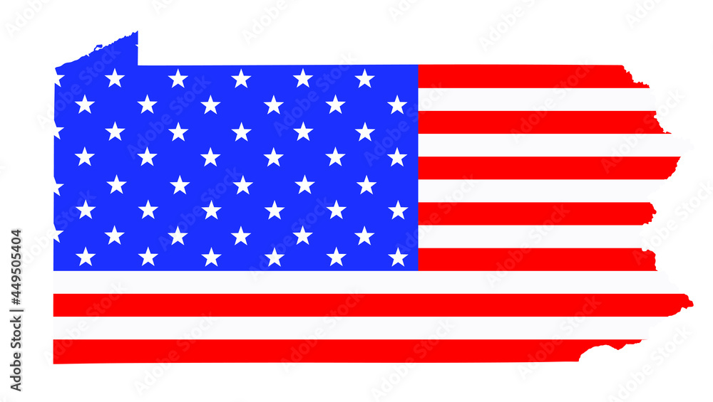 Pennsylvania state map vector silhouette illustration. United States of ...