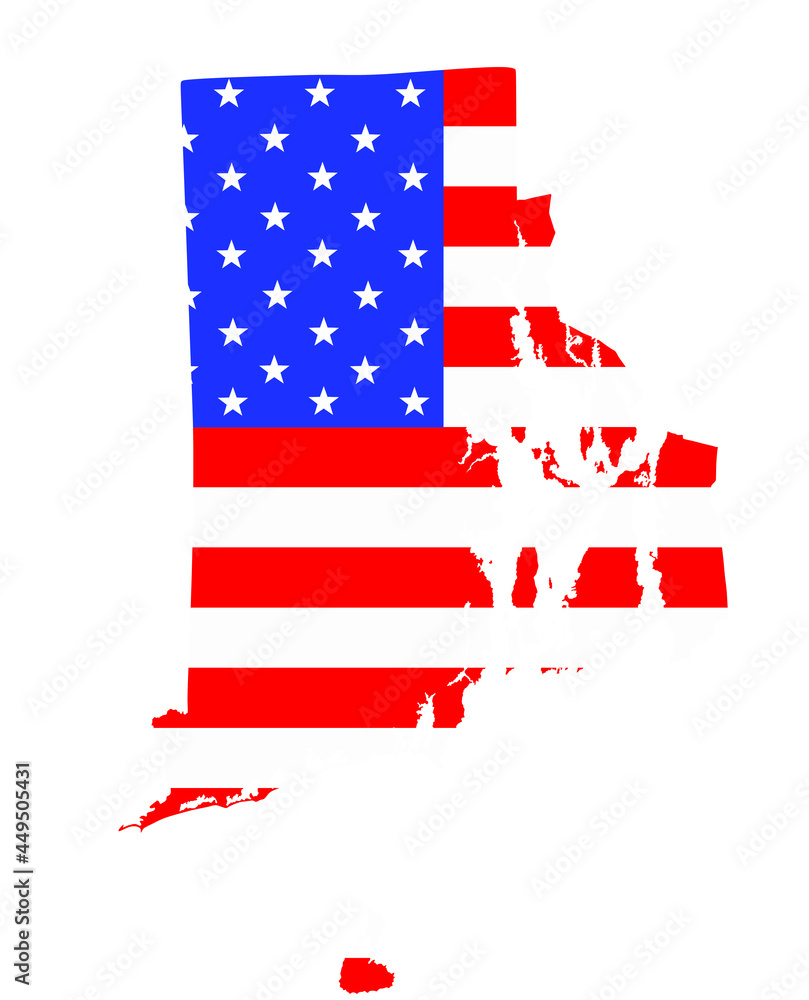 Rhode Island state map vector silhouette illustration. United States of ...