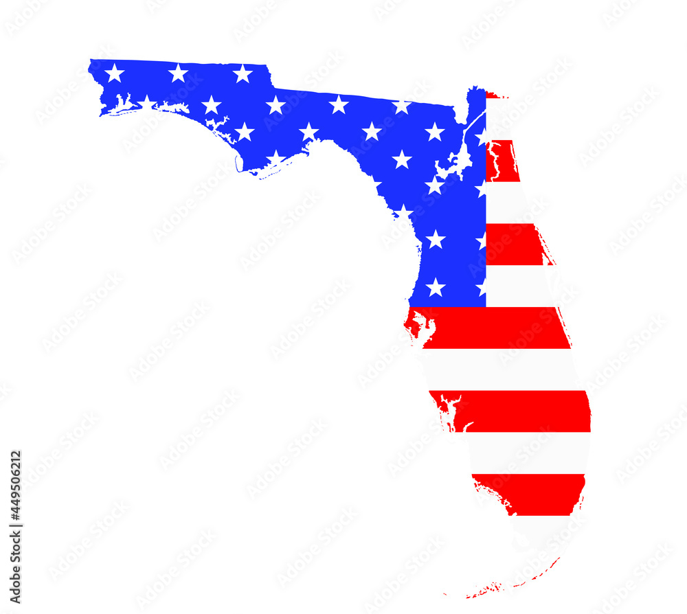 Florida state map vector silhouette illustration. United States of ...