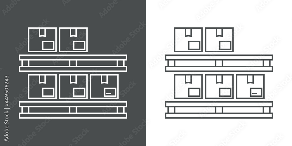 Vetor de Símbolo almacenaje. Icono plano con cajas de cartón en palé de ...