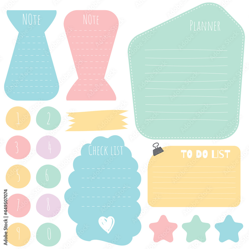 Sticky note set. Cute paper notes. Stationary set. Scrapbook notes and ...