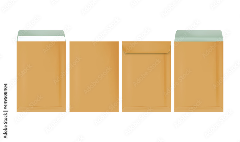 Brown Letter Vector Documents Set Front, Back, and Inside Documents ...