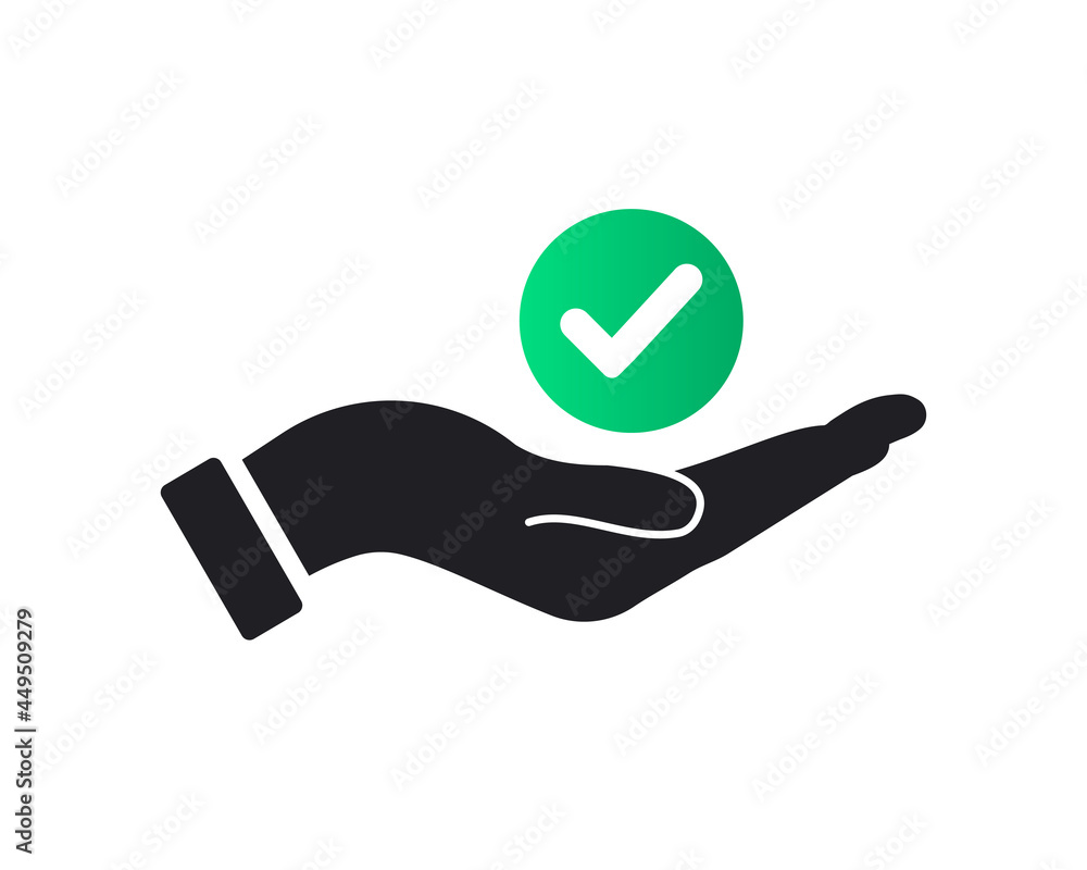 Hand Check mark logo design. Tik mark logo with Hand concept vector ...