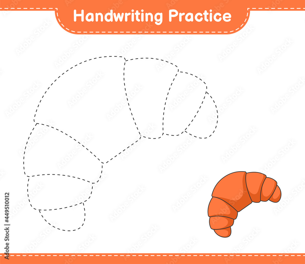 Vetor de Handwriting practice. Tracing lines of Croissant. Educational ...