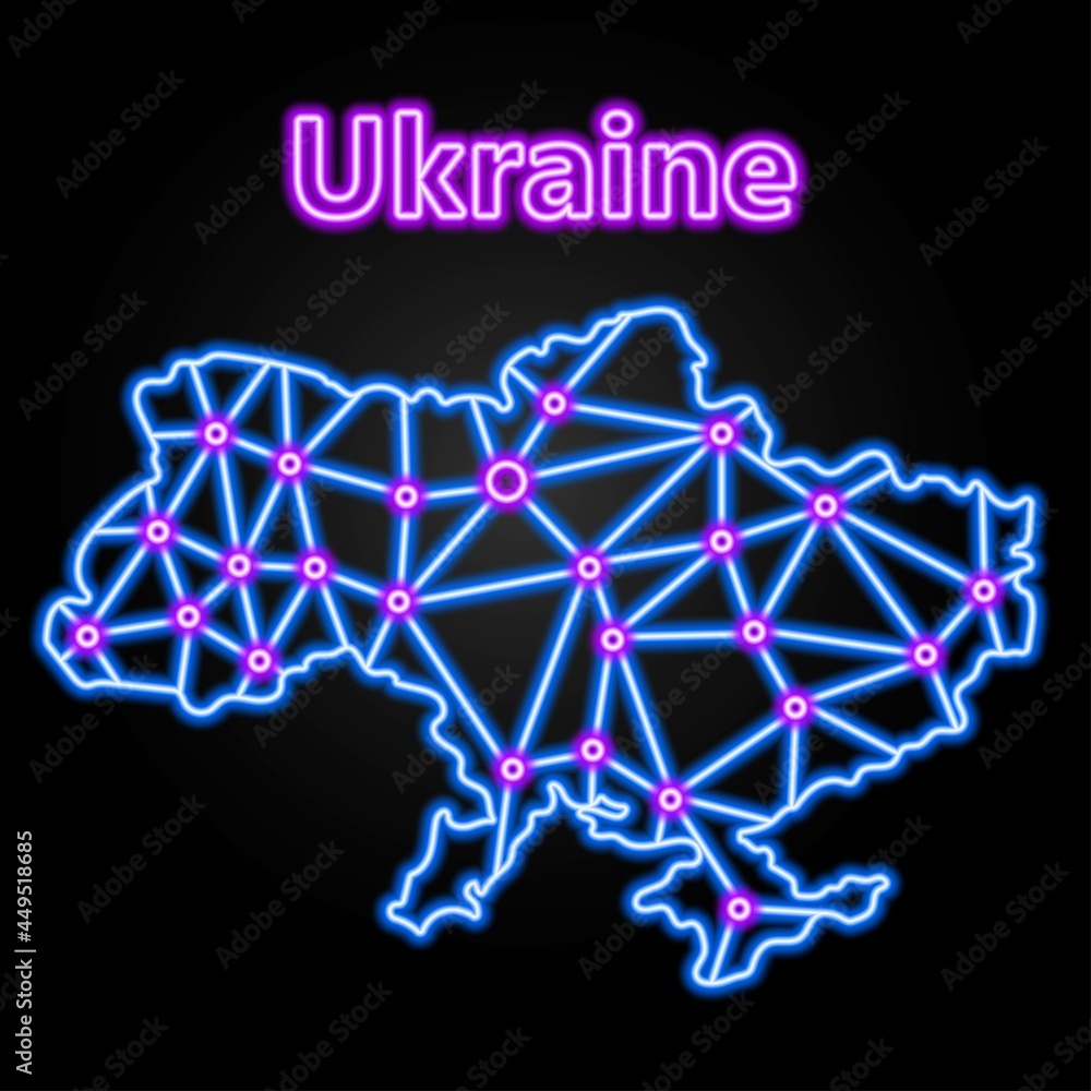 Ukraine neon map, isolated vector illustration. Stock Vector | Adobe Stock