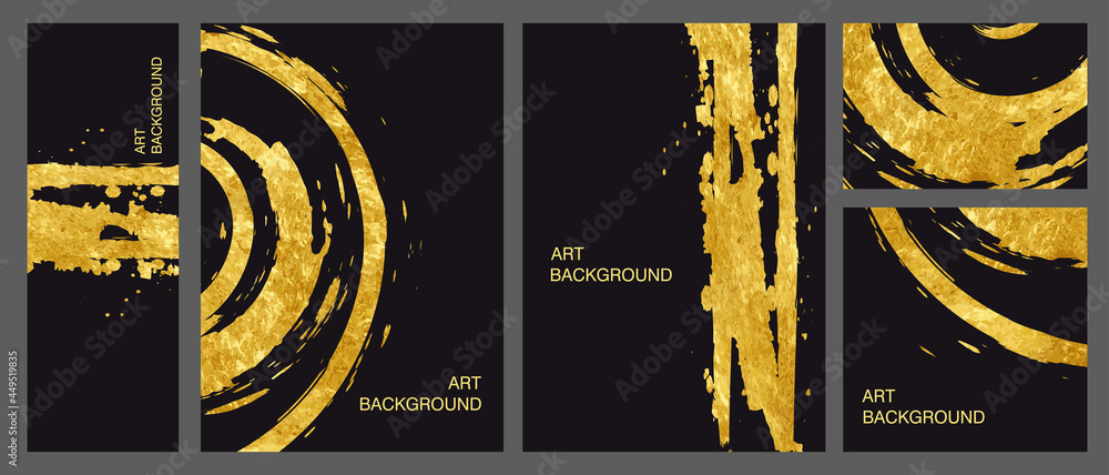 large set of poster design with gold. vector set of black and gold ...