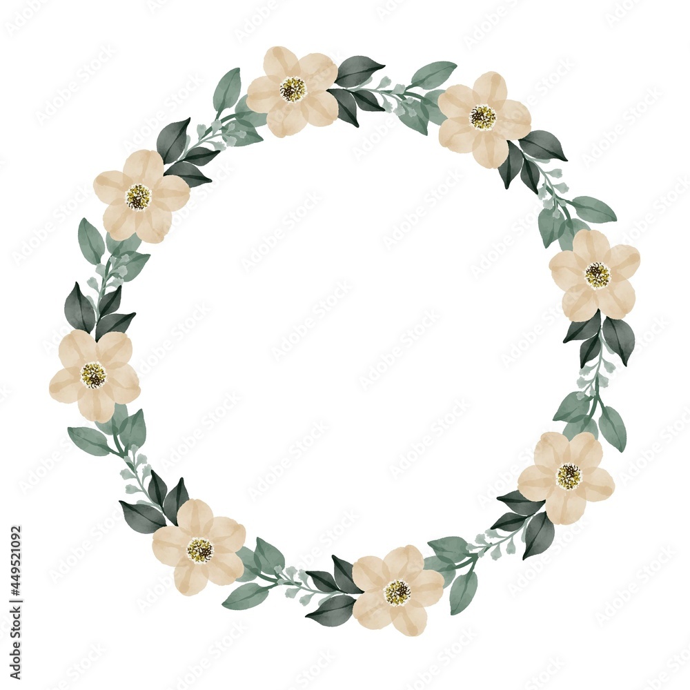 circle frame with cute white flower border for greeting and wedding ...