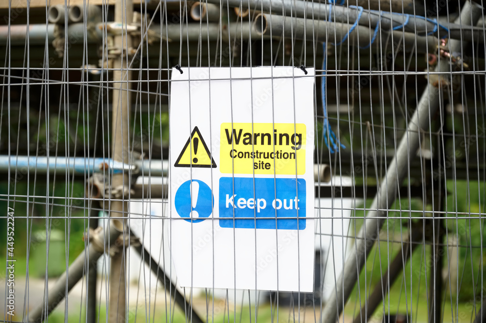 Construction site health and safety message rules sign board signage on ...