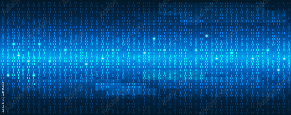 Abstract technology science binary code isometric vector blue ...