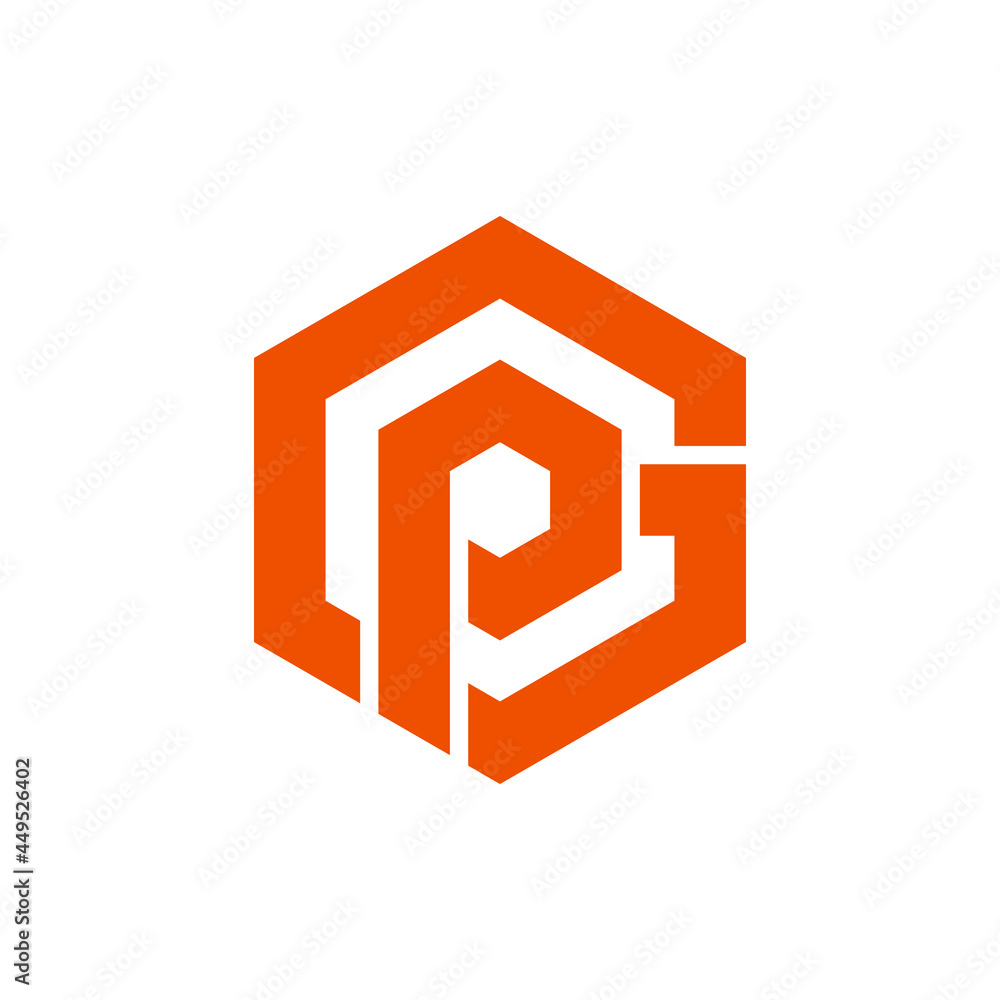 logo vector letter PG, polygon shape. Hexagon emblem, design concept ...