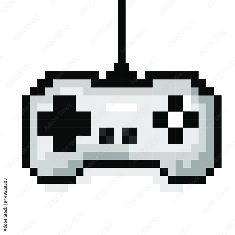Vector illustration of a pixel joystick. Game controller icon for app ...