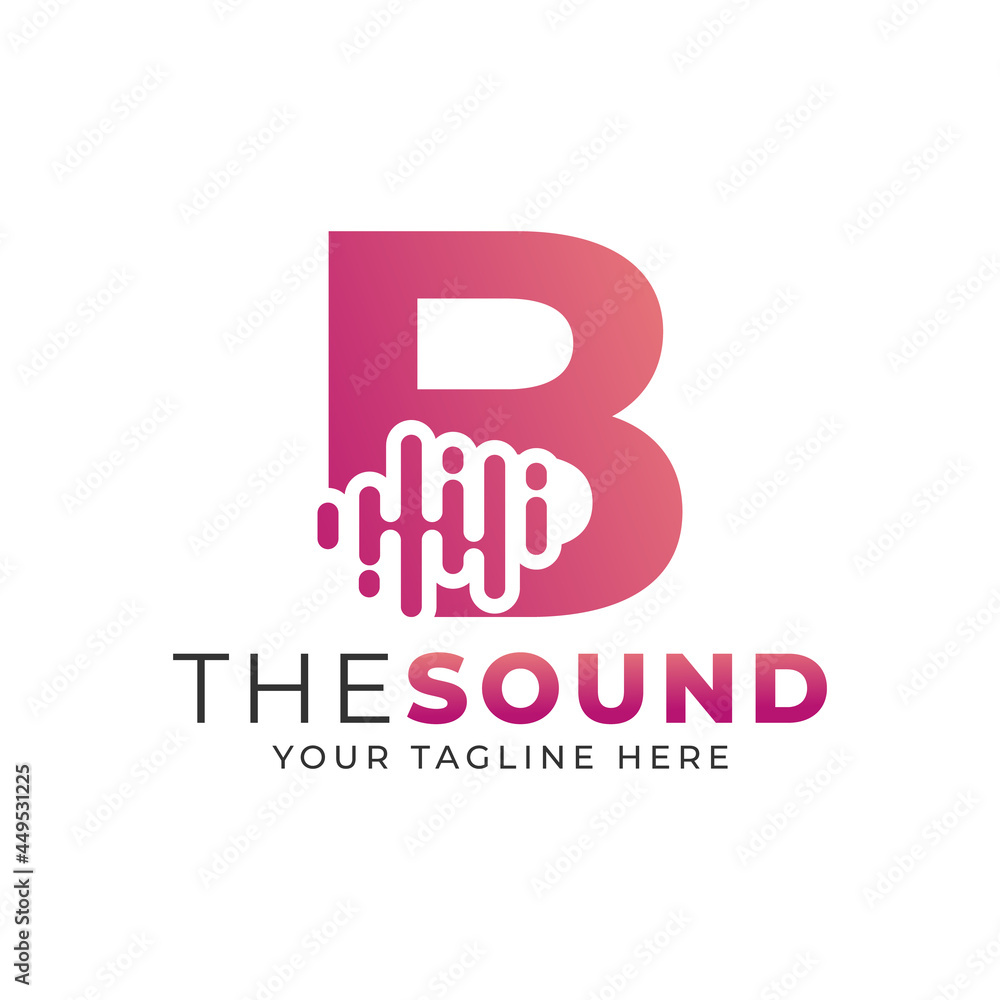 Music Logo. Creative Letter B Trendy Design Logo Concept with Sound ...