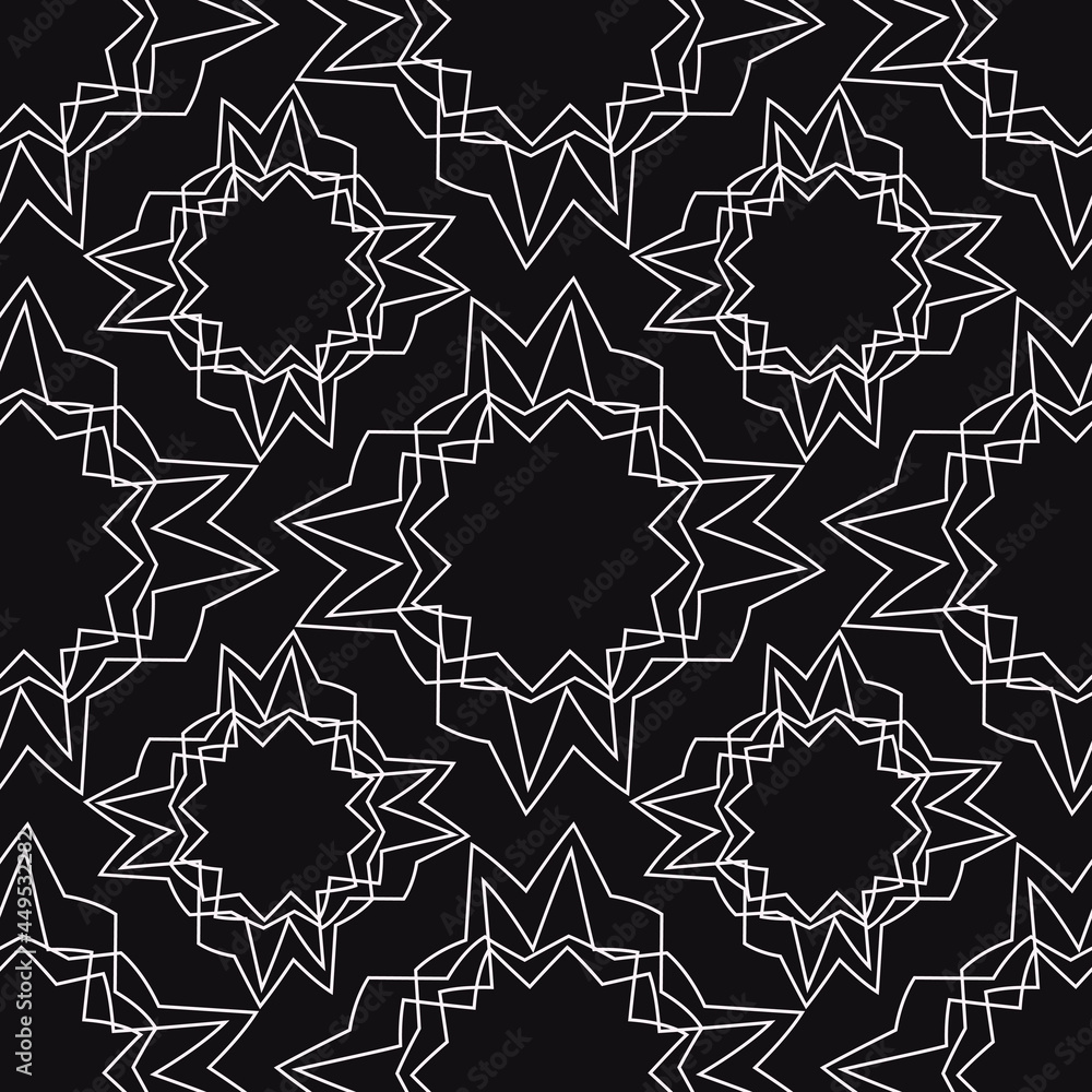 White thorns repeated ornament. Vector seamless pattern. Black ...