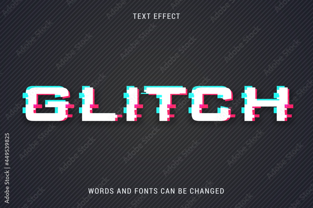 glitch text effect 100% editable vector image Stock Vector | Adobe Stock