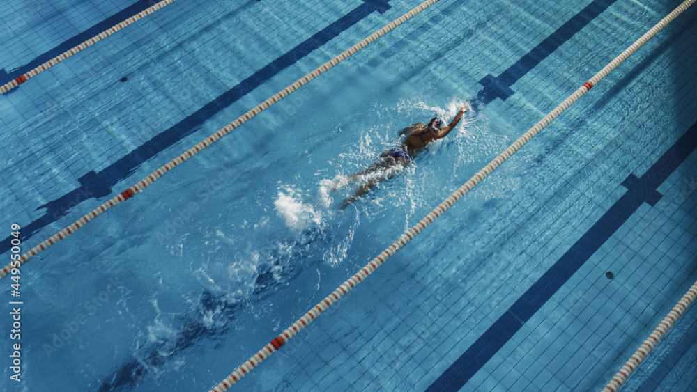 Beautiful Female Swimmer in Swimming Pool. Professional Athlete ...