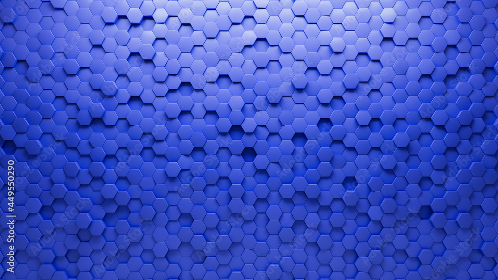 ภาพประกอบสต็อก Blue, 3D Wall background with tiles. Polished, tile ...