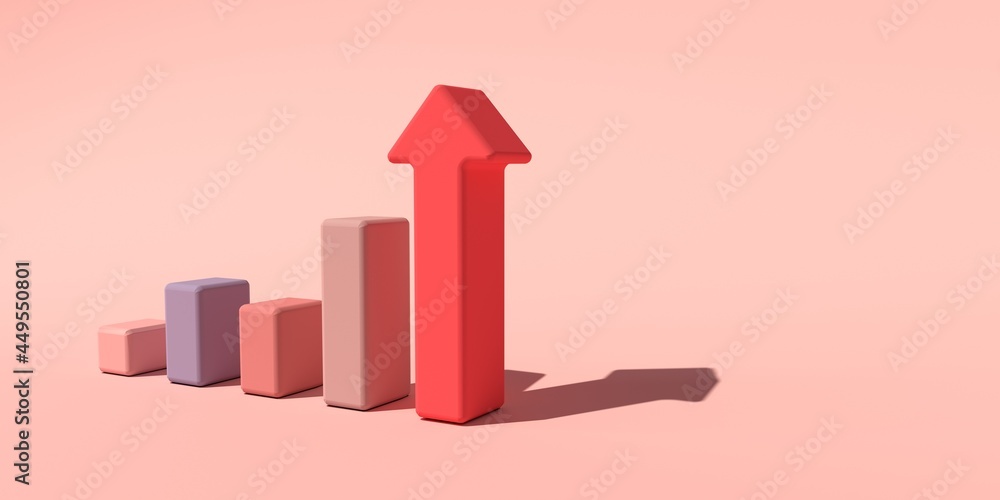 Upward bar graph and arrow Stock Illustration | Adobe Stock