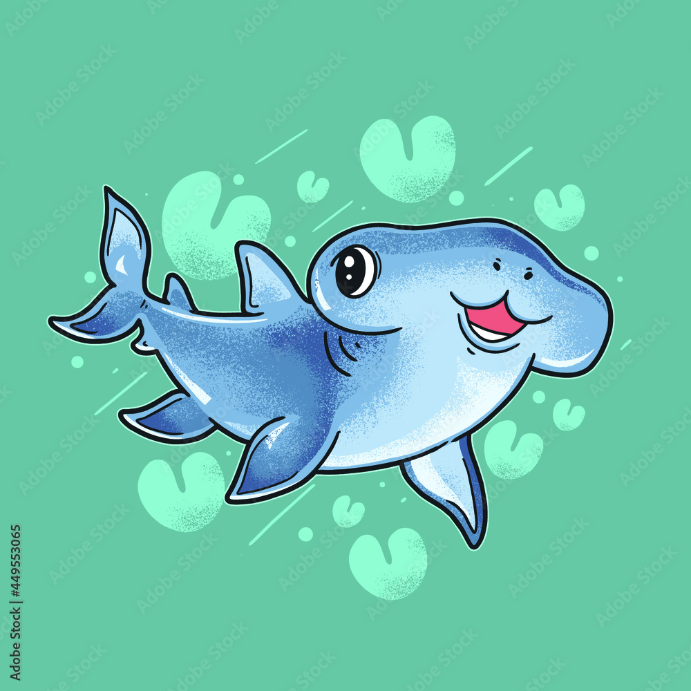 baby shark smiling illustration vector grunge Stock Vector | Adobe Stock