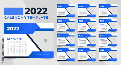 2022 table Calendar design template , desk calendar 2022 design vector ...