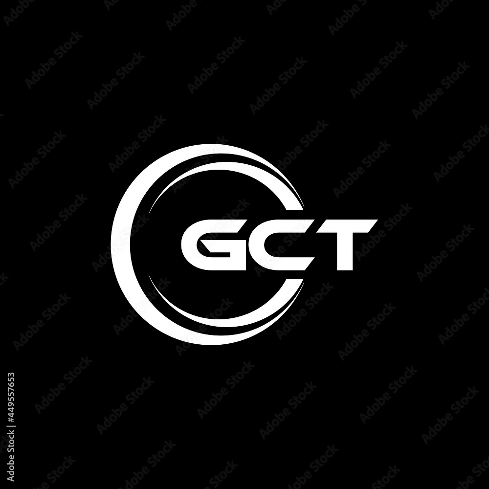 GCT letter logo design with black background in illustrator, vector ...