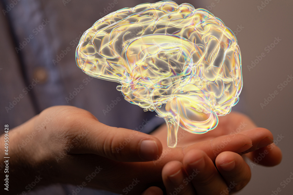 Brain. Low poly abstract digital human brain. Neural network. IQ ...