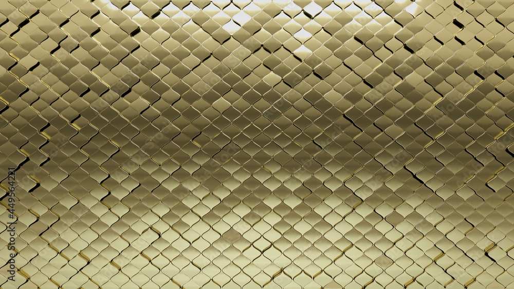 Gold, 3D Wall background with tiles. Arabesque, tile Wallpaper with ...