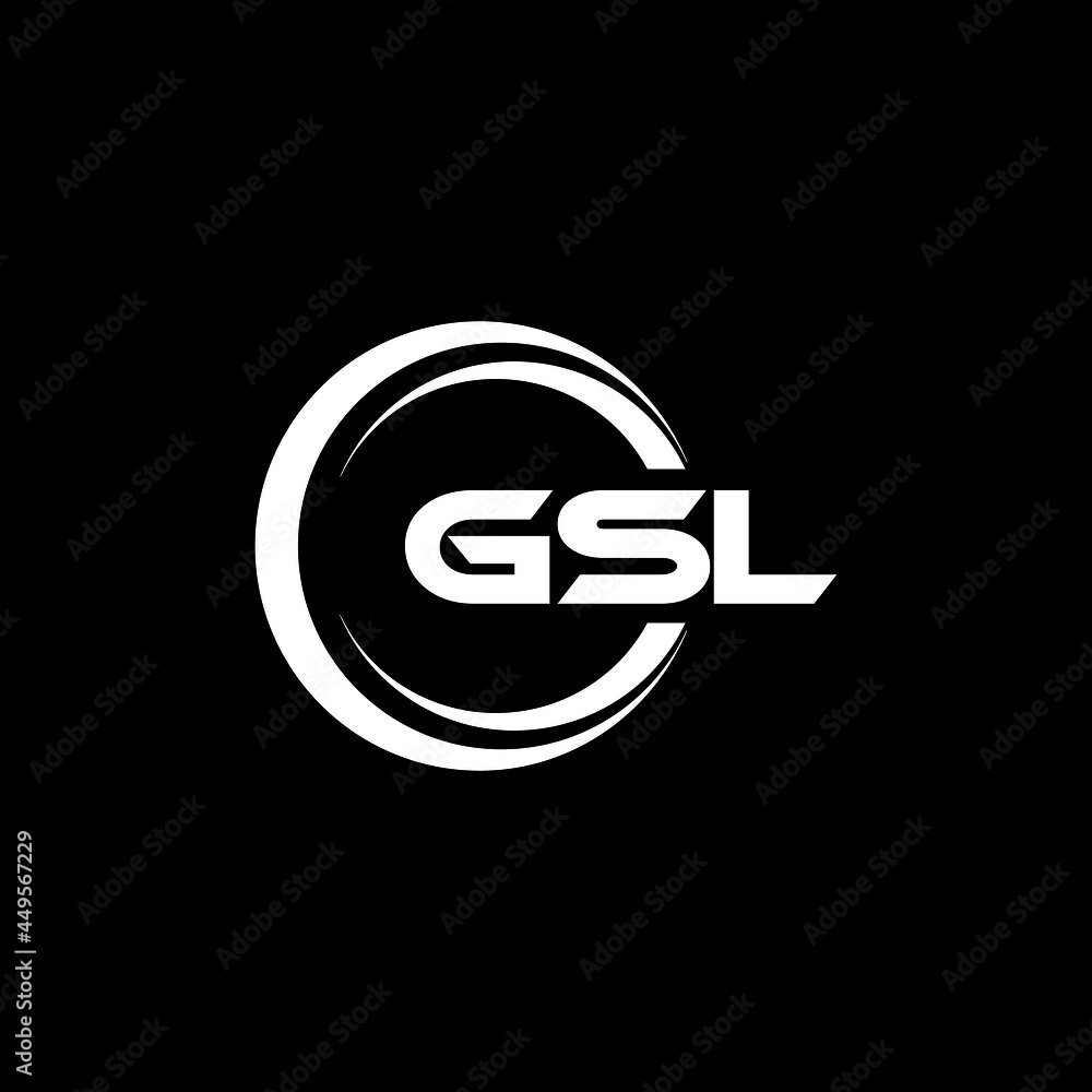 GSL letter logo design with black background in illustrator, vector ...