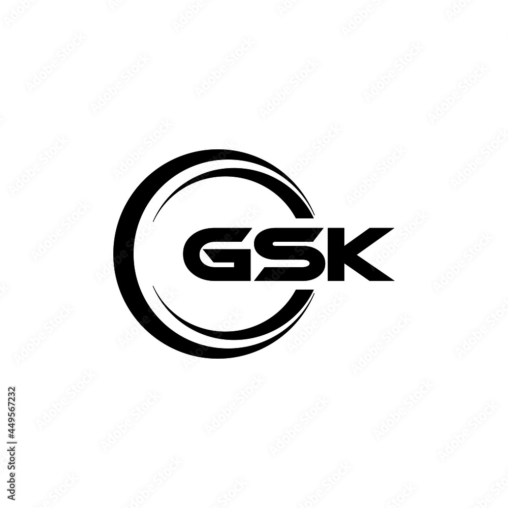GSK letter logo design with white background in illustrator, vector ...