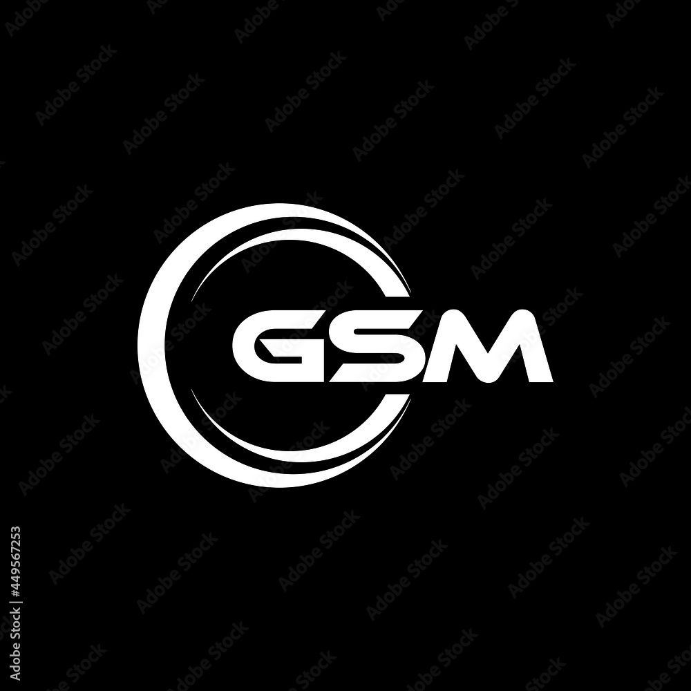GSM letter logo design with black background in illustrator, vector ...