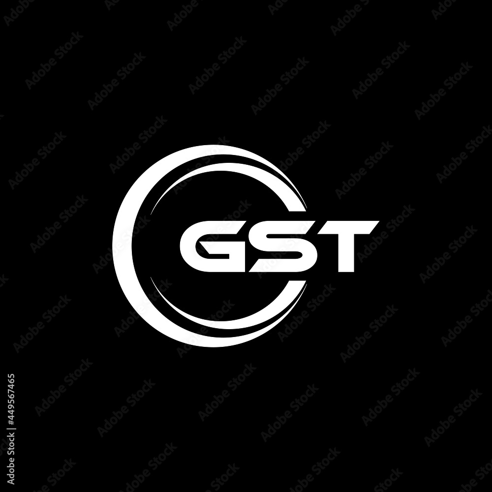 GST letter logo design with black background in illustrator, vector ...