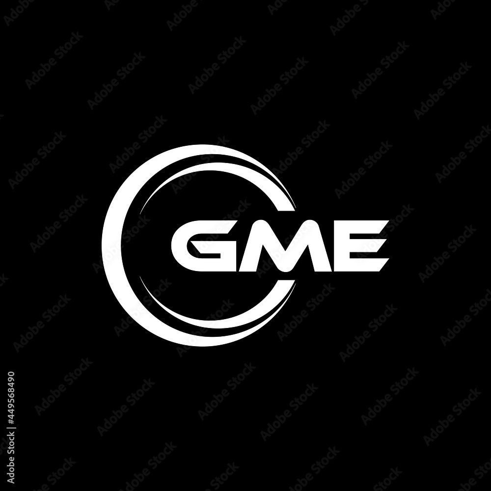 Vettoriale Stock GME letter logo design with black background in ...
