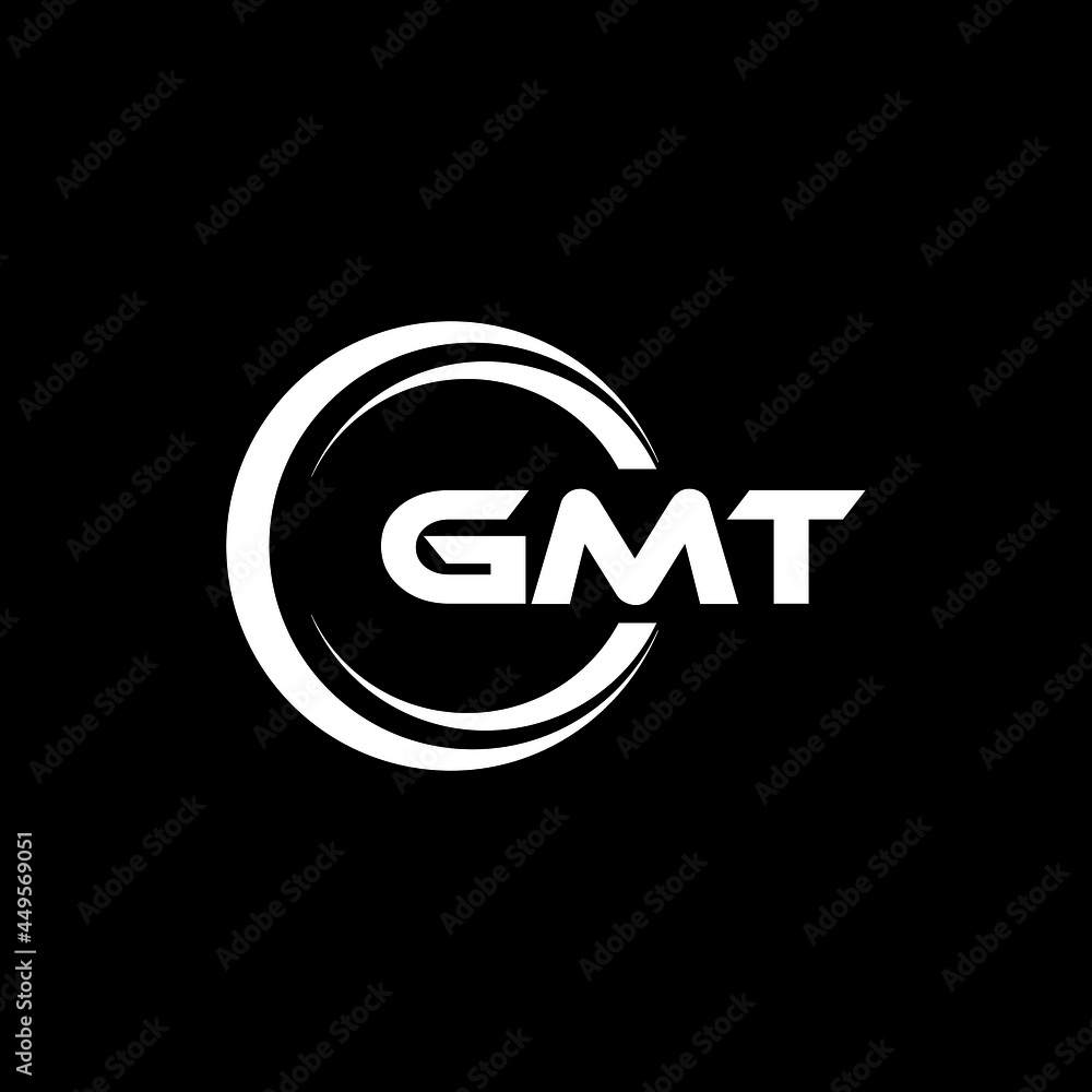 GMT letter logo design with black background in illustrator, vector ...