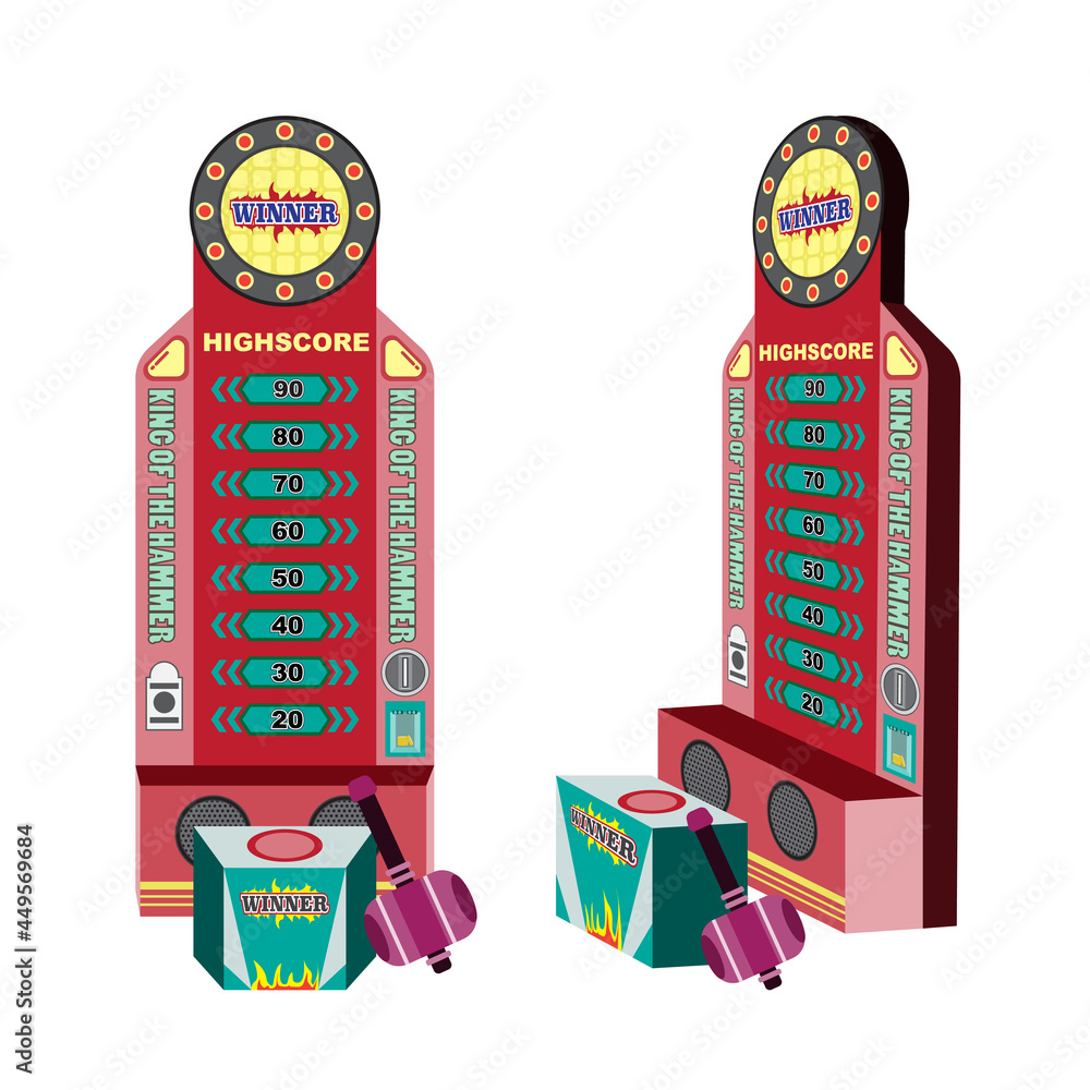 Red electronic high striker strength tester strongman game attraction ...