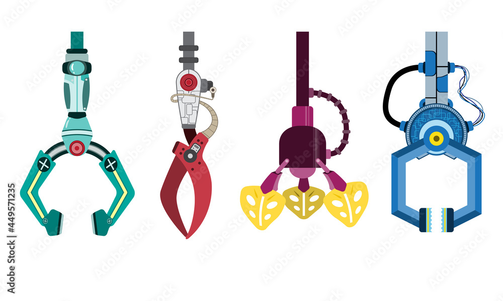 Robotic Claw set on a white background. Grip robotic claw in factory ...