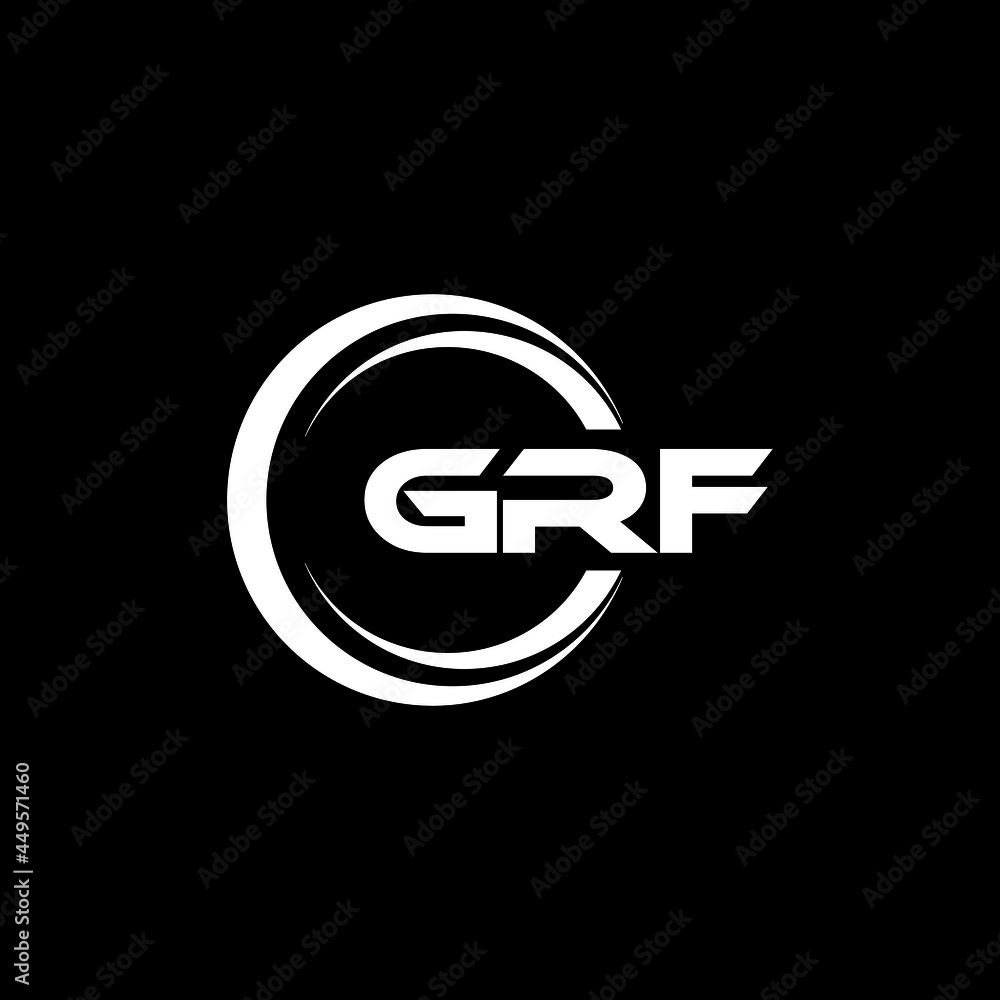 GRF letter logo design with black background in illustrator, vector ...