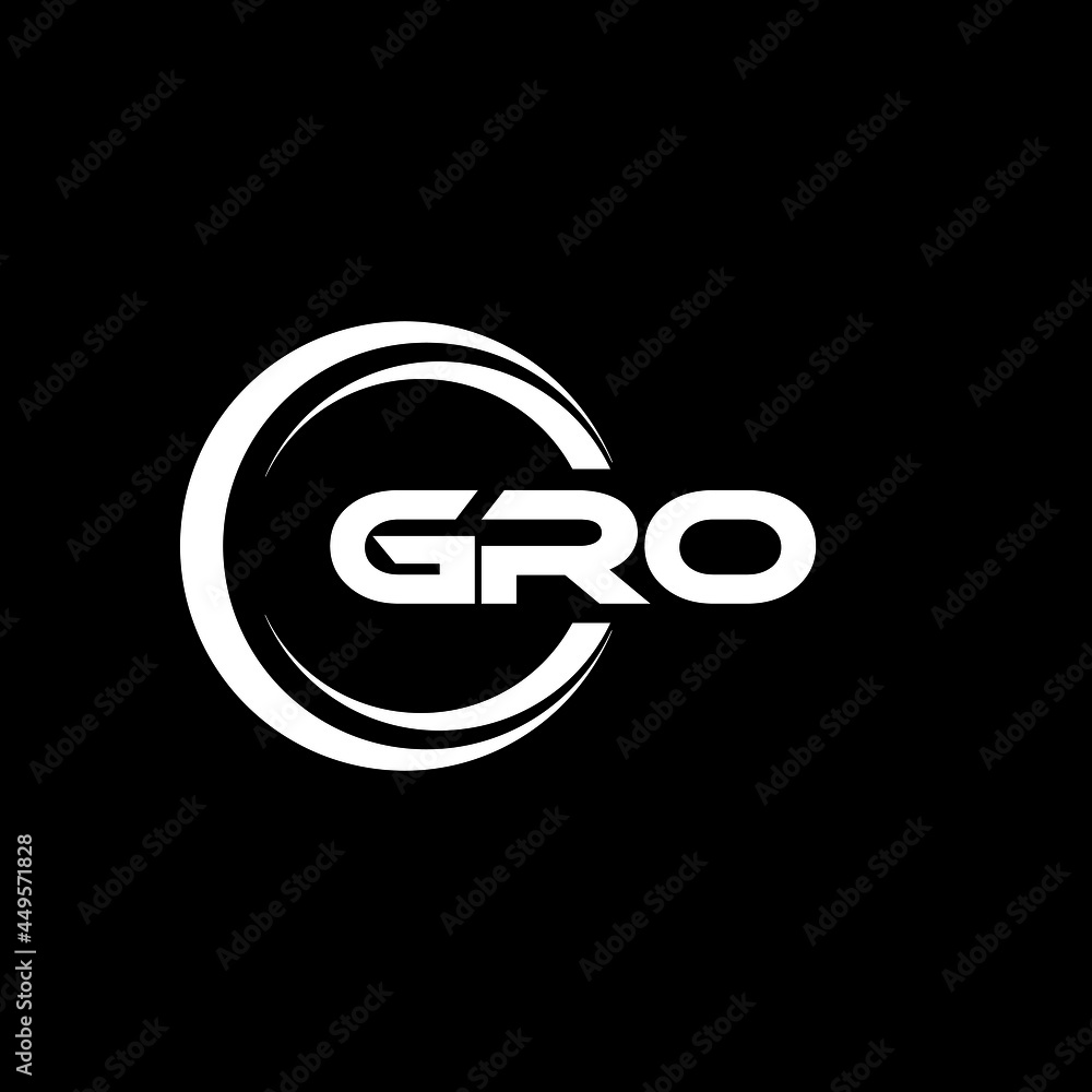 GRO letter logo design with black background in illustrator, vector ...