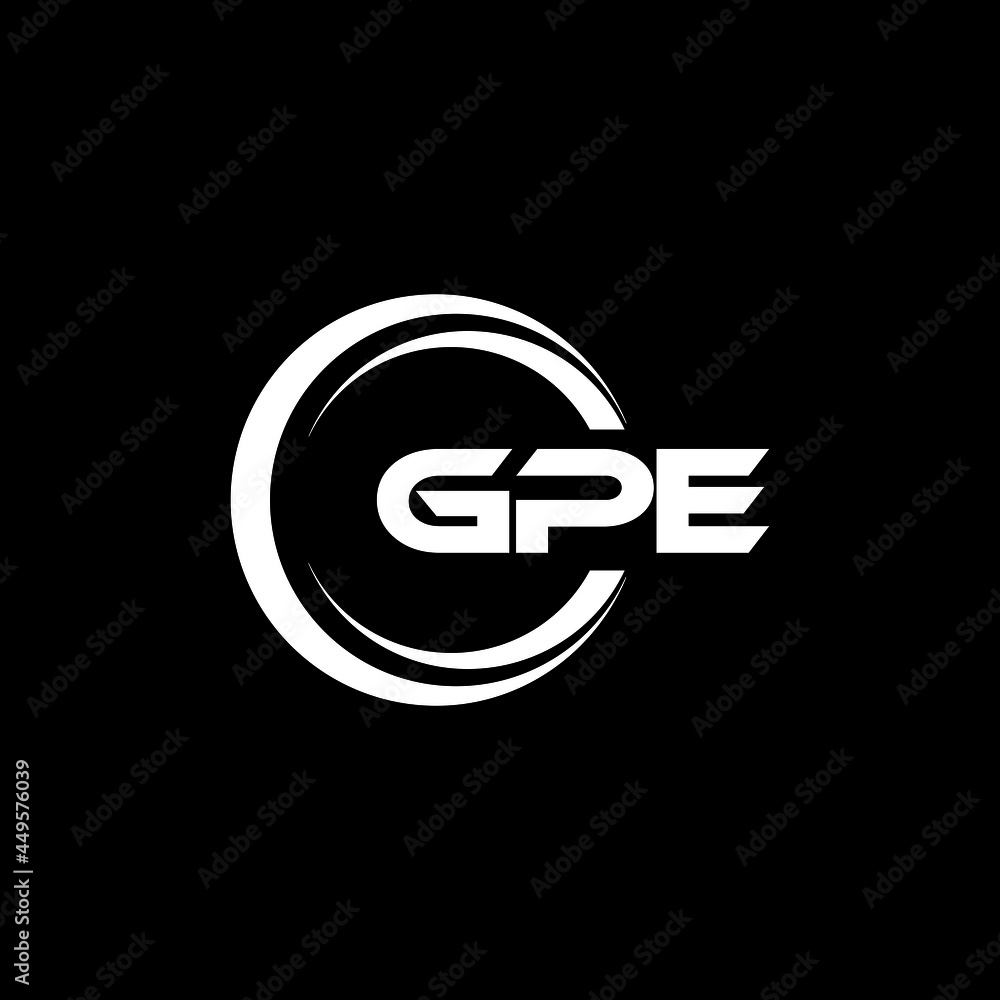 GPE letter logo design with black background in illustrator, vector ...