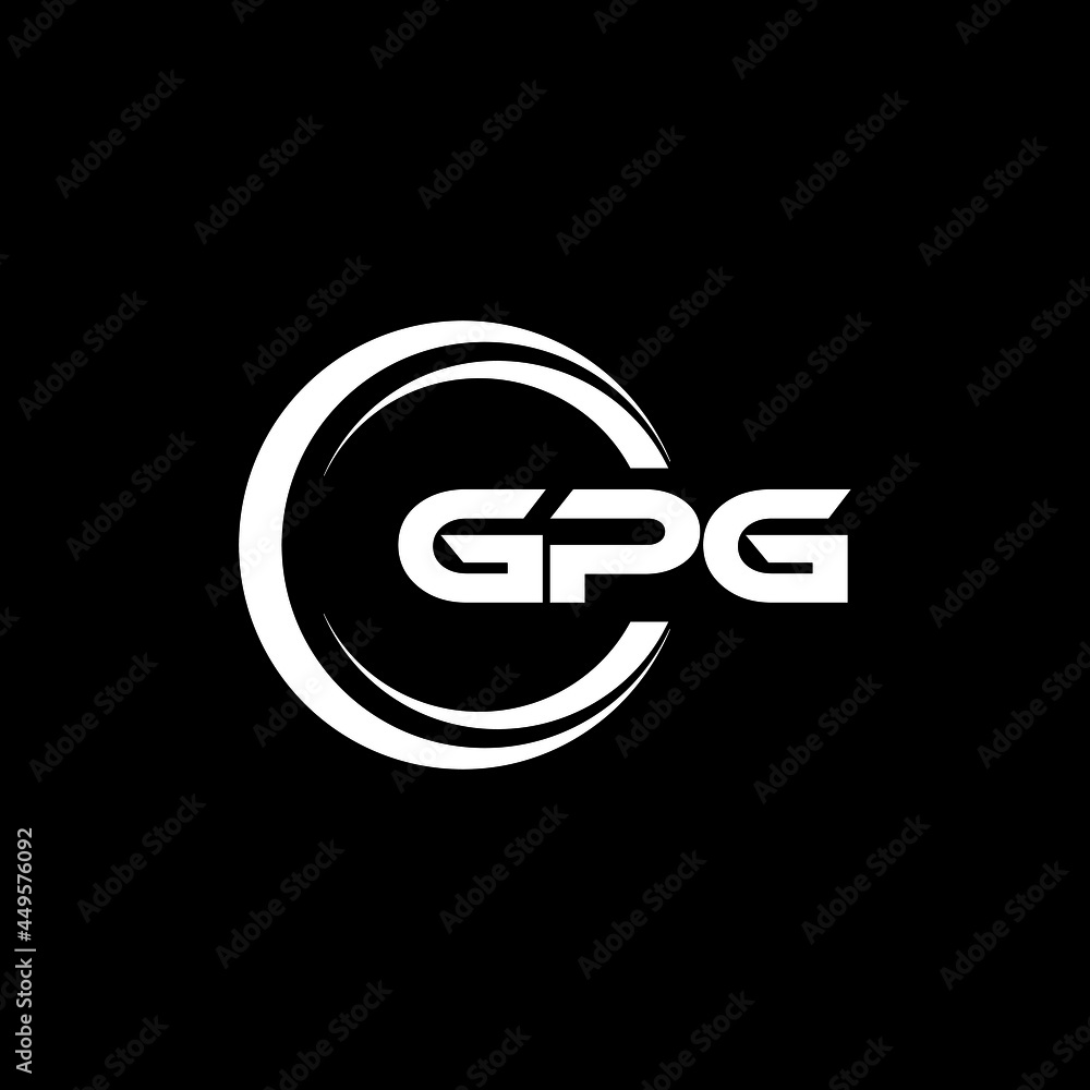 GPG letter logo design with black background in illustrator, vector ...
