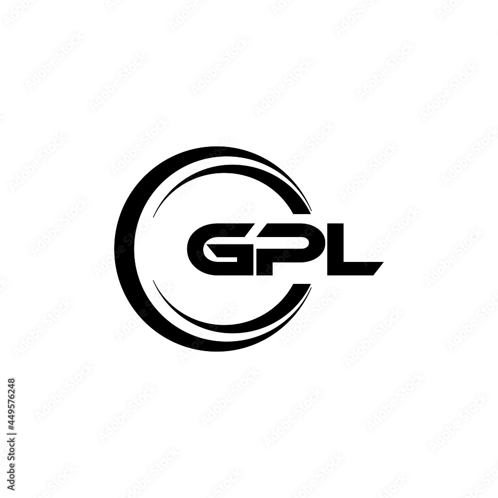 GPL letter logo design with white background in illustrator, vector ...