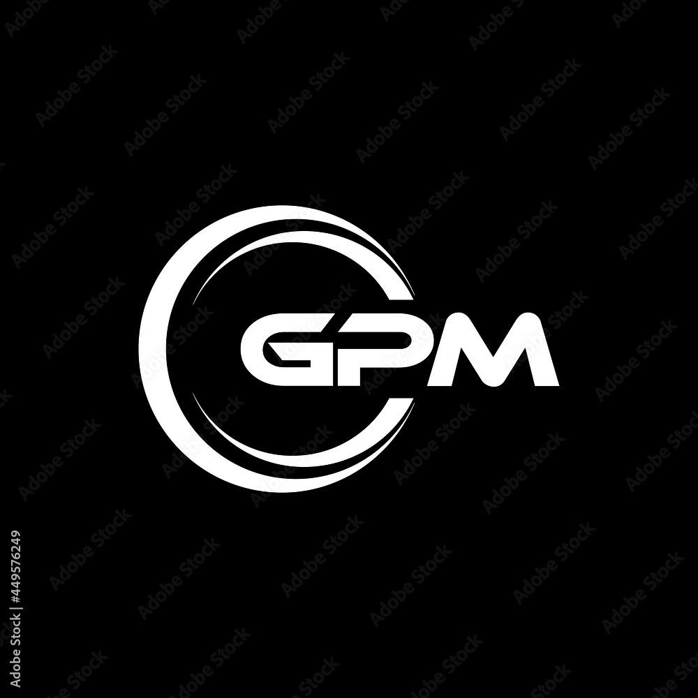 GPM letter logo design with black background in illustrator, vector ...