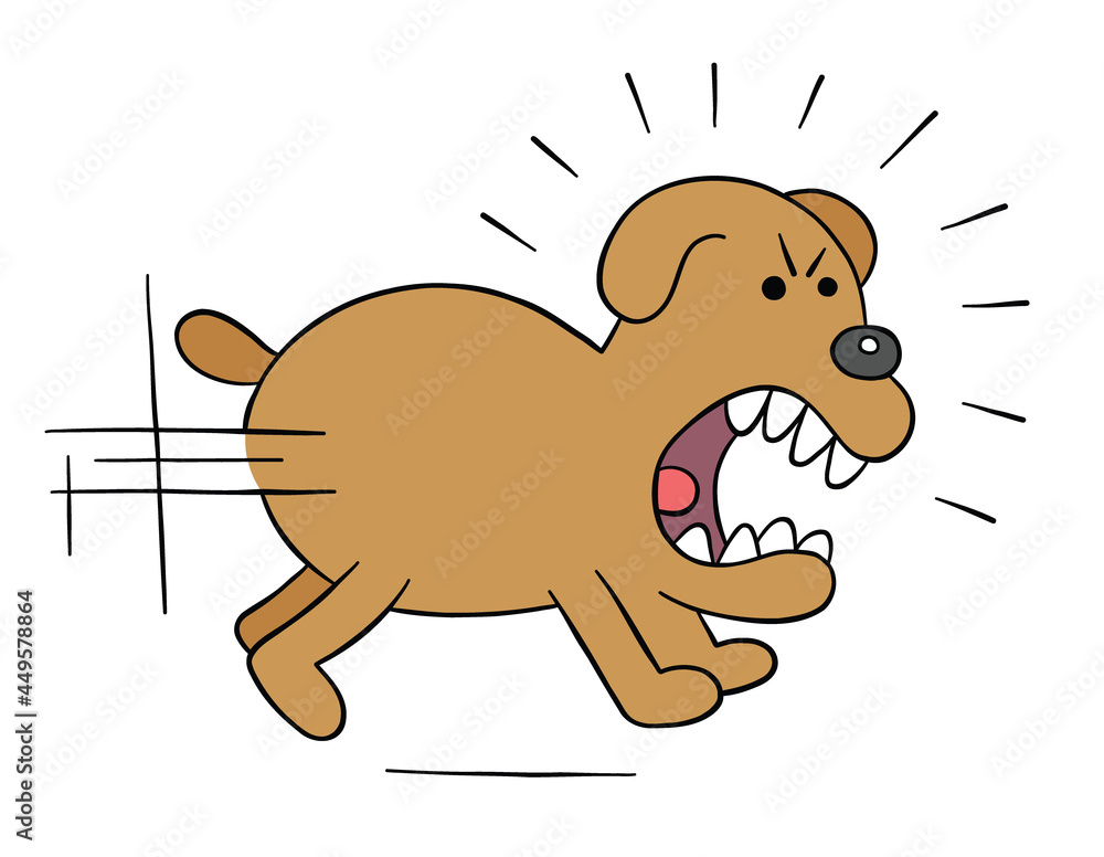 Cartoon angry dog chasing, vector illustration Stock Vector | Adobe Stock