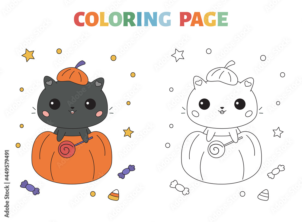 Black Cat Coloring Pages Halloween For Kids