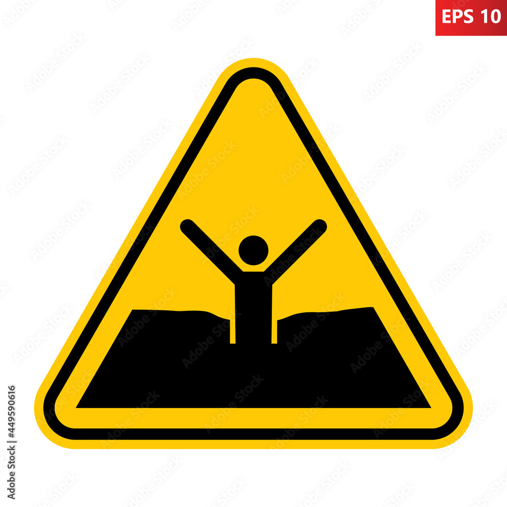 Quicksand or mud warning sign. Vector illustration of yellow triangle ...