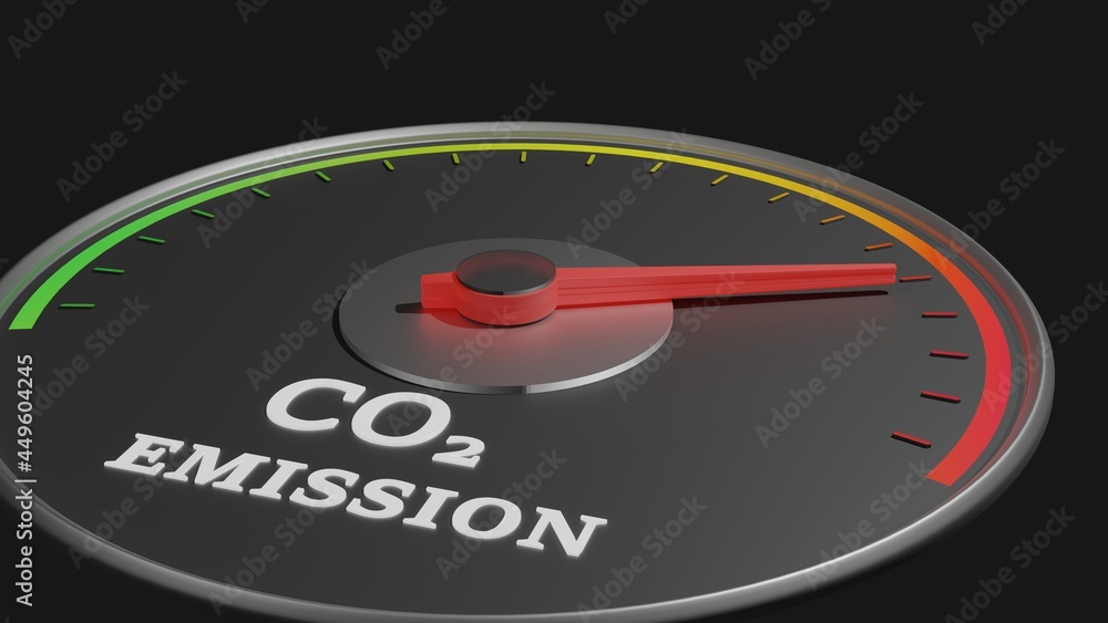 CO2 emission concept, Gauge indicating high CO2 emissions Stock ...