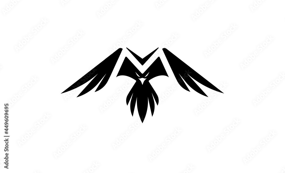 Initial M Eagle Phoenix logo design, vector illustration Stock Vector ...