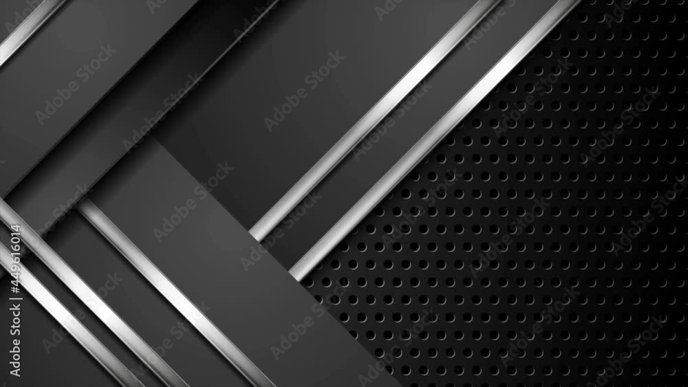 Silver metal stripes on dark perforated background motion design ...