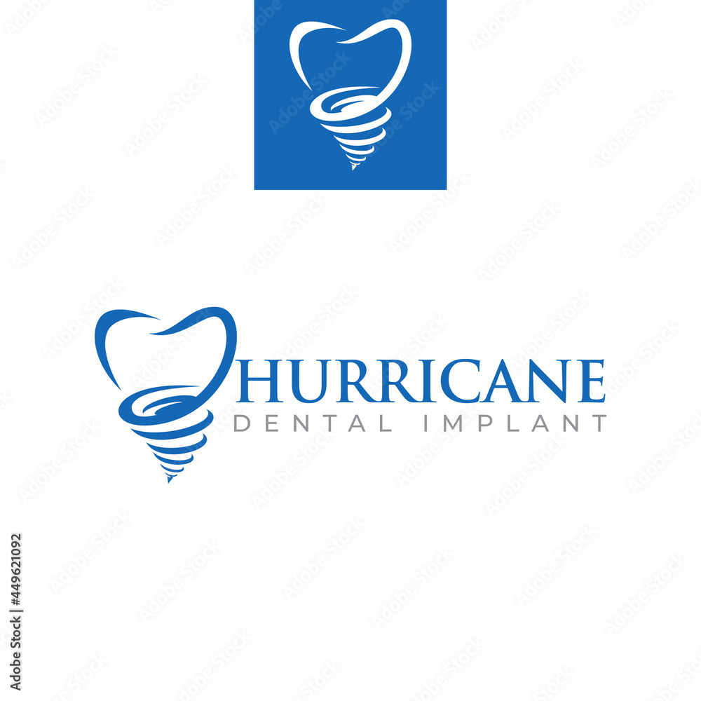 hurricane dental implant logo, abstract tornado as screw tooth vector ...