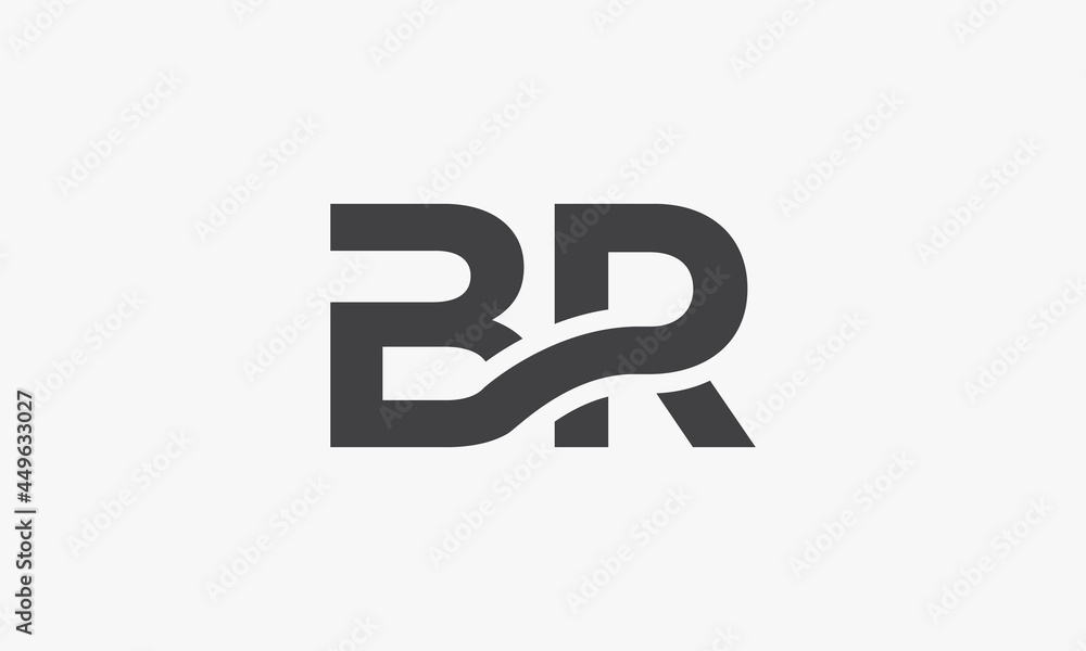 BR letter logo connected concept isolated on white background. Stock ...