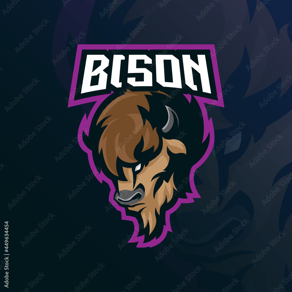 bison mascot logo design vector with modern illustration concept style ...